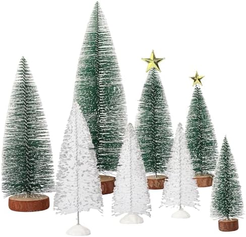 30pcs Christmas Mini Sisal Trees Artificial Pine Trees with Wooden Base ...