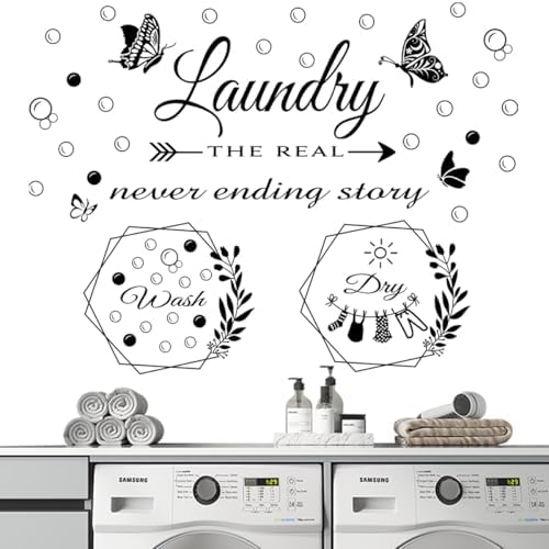 Amazon.com: Laundry Room Vinyl Wall Decal Bubble Sticker Saying Laundry ...