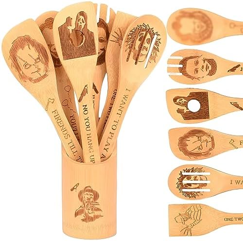 Amazon.com: 6Pcs Horror Movie Character Cooking Gift Set Wooden Spoons ...