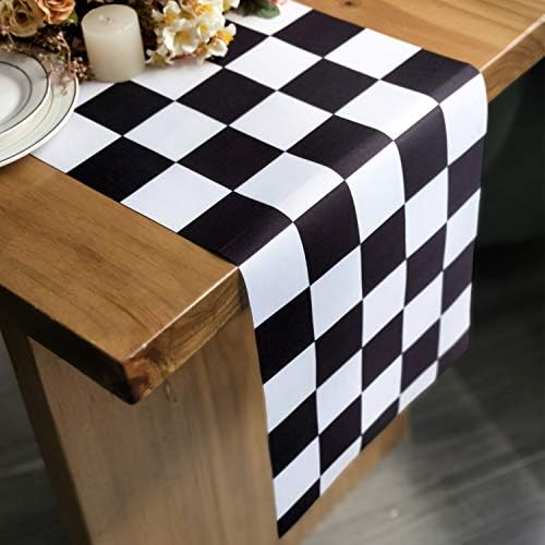 Amazon.com: Table Runner Black and White Checkerboard Racing Theme for ...