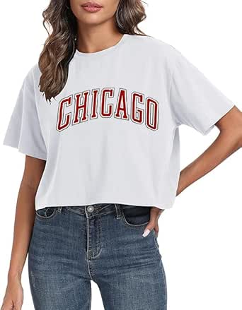 Sumtory Women Short Sleeve Boxy Cropped Tees Loose Fit Oversized T Shirts Crewneck Drop Shoulder ...