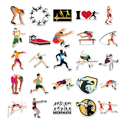 Track and Field Sports Stickers Pack 50pcs Sports Stickers-Waterproof ...
