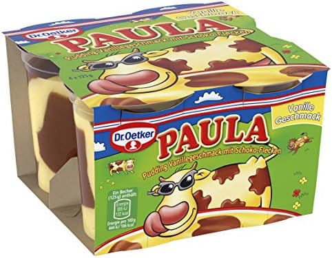 Dr. Oetker PAULA Pudding Vanillegeschmack mit Schoko-Flecken, 4er Pack ...
