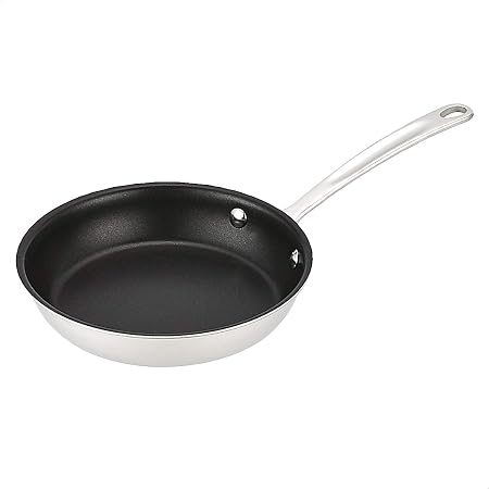 Amazon Basics Stainless Steel Non-Stick Induction Frying Pan - with ...