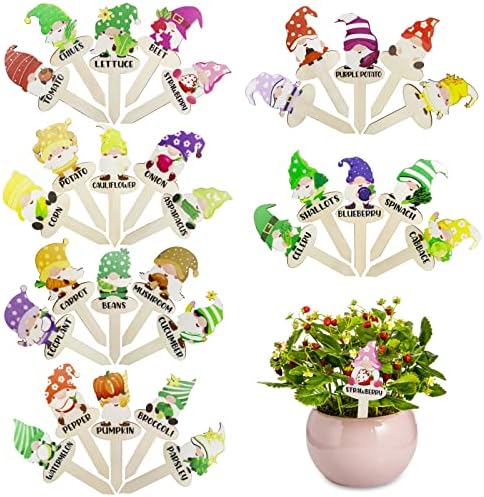 Amaiir 30PCS Funny Gnome Wooden Garden Plant Markers, Cute Labels for ...