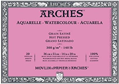 Amazon.com: Arches Watercolor Paper Block, Hot Press, 14" x 20", 140 pound
