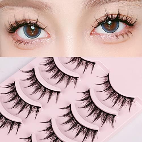 Amazon.com: Natural Mink Lashes Fluffy Spiky 3D Anime False Eyelashes ...