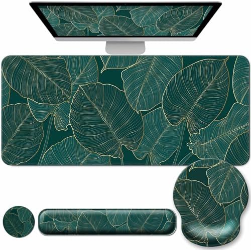 Desk Pad Keyboard Wrist Rest and Mouse Pad Coaster Set,Large XXL Desk ...