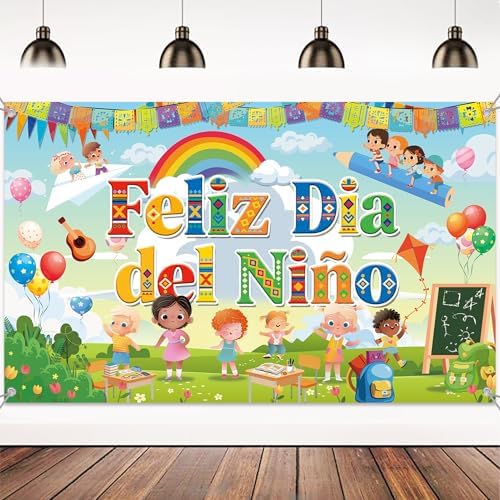 Amazon.com : Feliz Dia del Nino Backdrop Banner - 6x3.6ft Dia del Nino ...