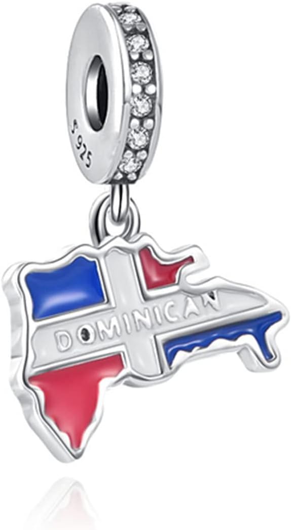 Amazon.com: Dominican Republic Dangle Charm 925 Sterling Silver Gift ...