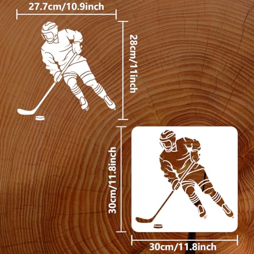 FINGERINSPIRE Hockey Player Painting Stencil 30x30cm Reusable Hockey ...