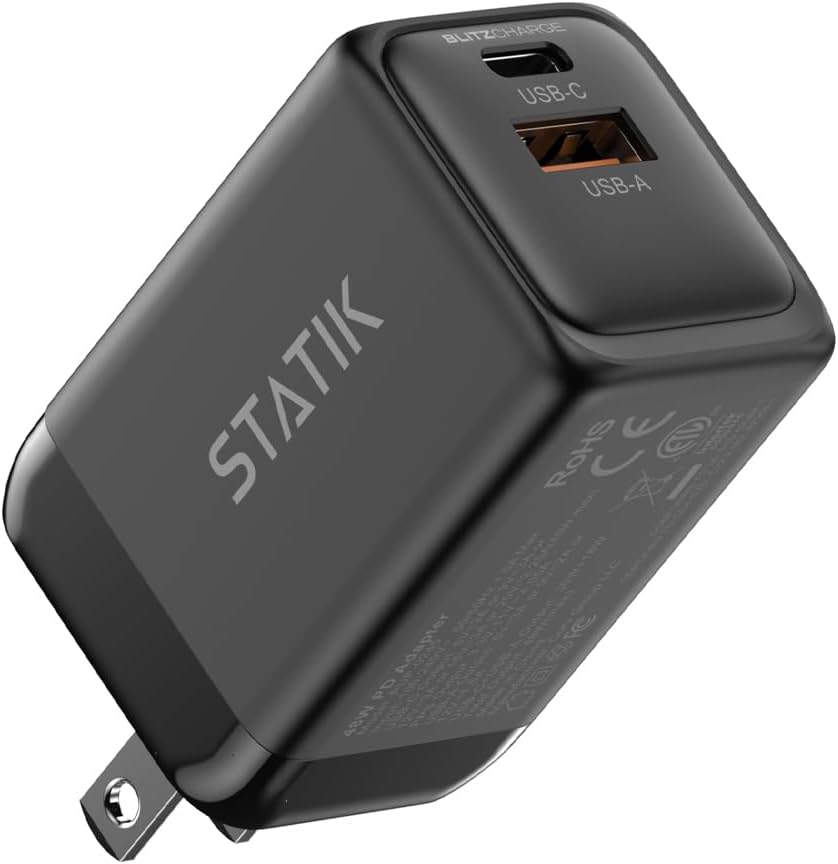 Amazon.com: STATIK Fast-Charging GaN Power Adapter - 45W Dual USB C ...