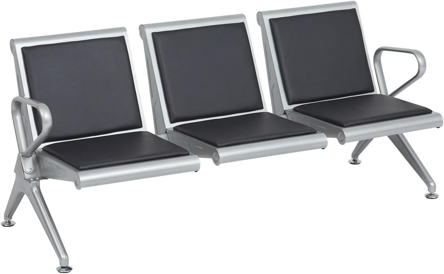 Amazon.com: Kinsuite Office Black Leather Reception Chairs, 3-Seat ...