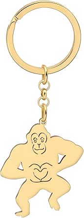 BAMAY Stainless Steel Funny Monkey Keychain Animal Key Chains for Car ...