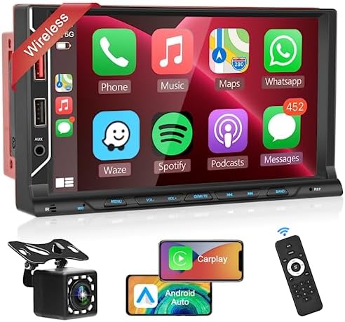 Amazon.com: Upgrade Wireless Carplay Android Auto Double Din Car Stereo ...