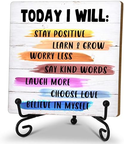Amazon.com : Inspirational Desk Decor Sign, Motivational Wooden Sign ...