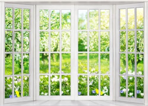 Amazon.com : LYWYGG 8X6 Spring Backdrop Window Spring Scenery Backdrops ...