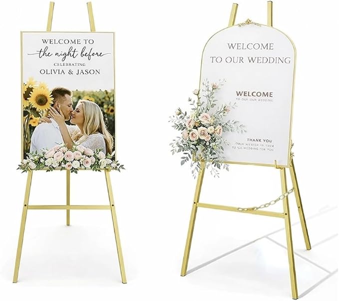 Amazon.com: Gold Easel Stand for Wedding Sign, Adjustable Height Metal ...