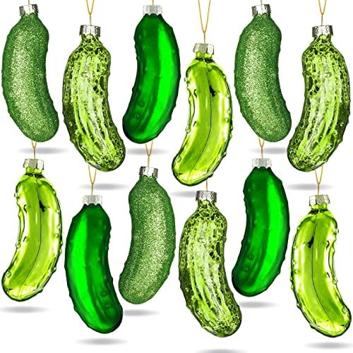 Amazon.com: Haooryx 46PCS Christmas Green Pickle Theme Hanging Wood ...