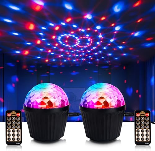ASFSKY 2-Pack Portable mini Disco Ball Light for Party,8 Colors RGB DJ ...