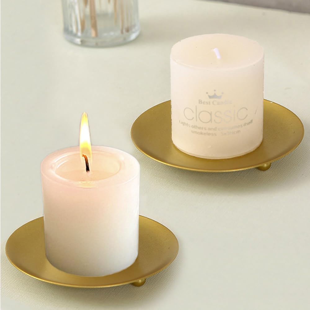 Amazon.com: YYaaloa 2 pack Gold Decorative Iron Plate Candle Holder 4. ...