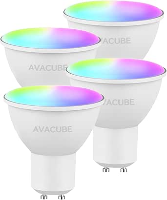 AVACUBE 4 Pack GU10 Smart Bulbs for Track Lights, 4.7 Watts PAR16 Smart ...