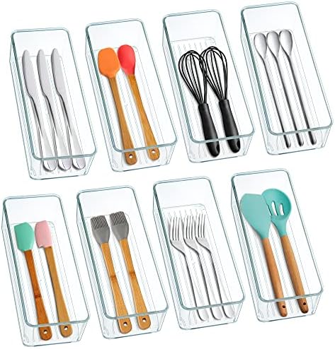 Amazon.com: Hudgan 8 Pack Clear Plastic Drawer Organizers Set ...