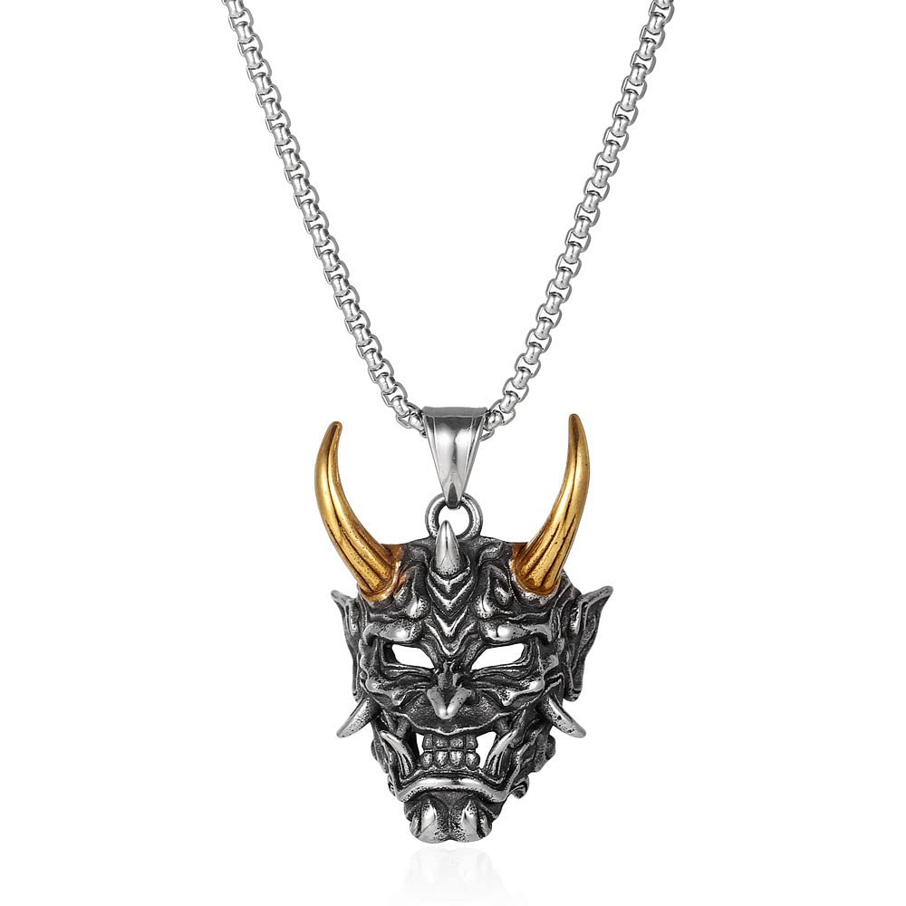 Collar De Demonio Diablo Máscara Cara con Cuernos Dije Satán Lucifer ...