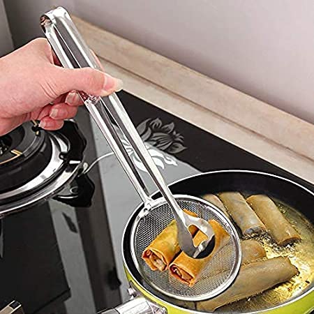 Buy Stainless Steel Frying Tong 2 in 1 Fry Tool Filter Spoon Frying ...