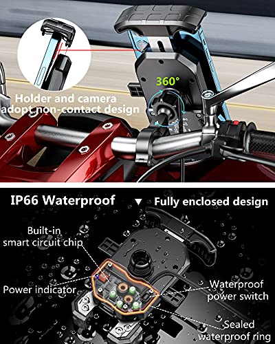 KEWIG Waterproof Motorcycle Phone Mount Qi 15W Wireless & USB C 20W ...