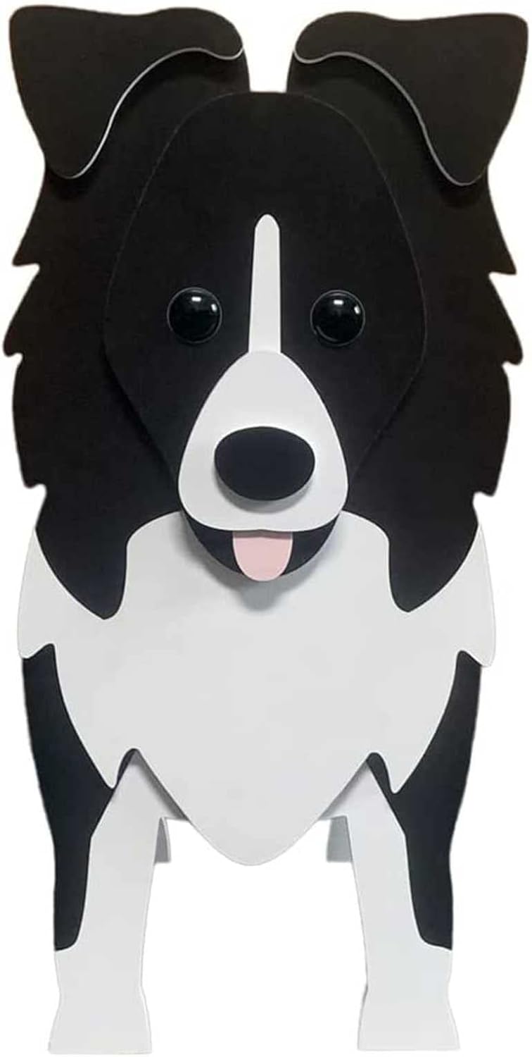 Amazon.com : TQQEPOOL PVC Border Collie Dog Flower Pot, Cute Dog ...
