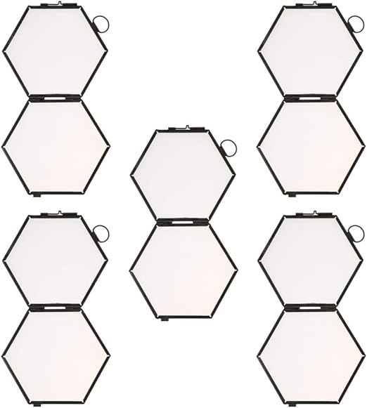 Amazon.com - Kloware 5PCS Hexagonal Glass Photo Frame Vintage Hanging ...