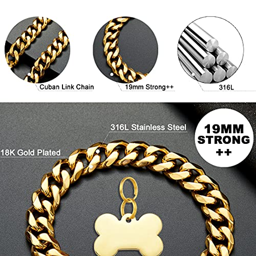 W/W Lifetime Choke Chain Dog Collar 19MM Cuban Link Dog Chain for ...