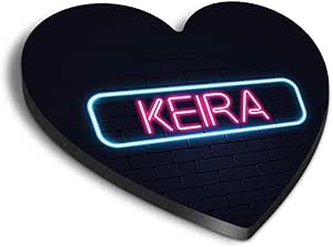 1x Heart MDF Magnet 6cm - Neon Sign Design Keira Name - Fridge Locker ...