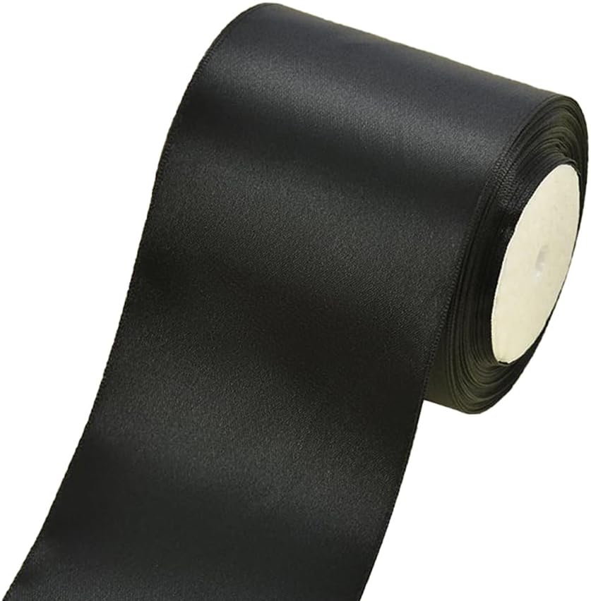 Amazon.com: 4 Inch x 24 Yards Thick Black Ribbon, Wide Satin Ribbon ...