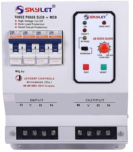 SKYLET Three Phase ELCB + RCCB + ISI Marked 4 pole MCB 63 A with high ...