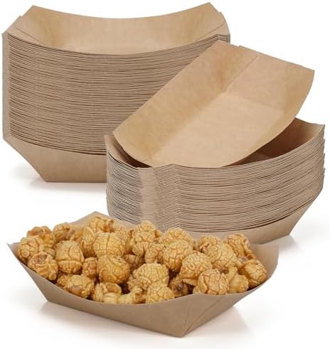 Amazon.com: 100 Pack 2-Lb Brown Kraft Paper Food Trays, Heavy-Duty ...