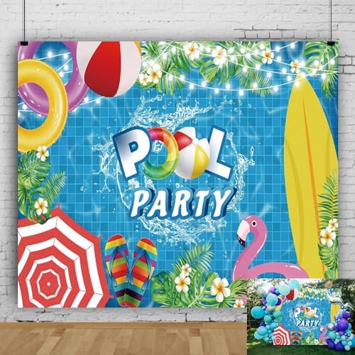 Amazon.com : Summer Pool Party Backdrop 10x8ft Swiming Pool Tropical ...