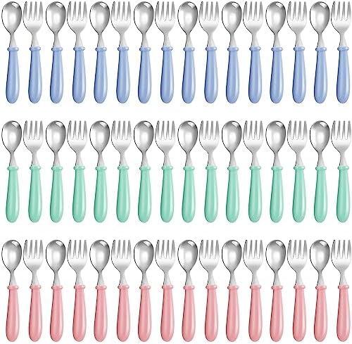 Amazon.com: Dandat 48 Pcs Toddler Utensils Bulk Kids Silverware Stainless Steel Forks and Spoons ...
