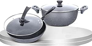 Amazon.com: Cooking Pot, Frying Pan,Light Grey Cookware Set Soup Pot ...