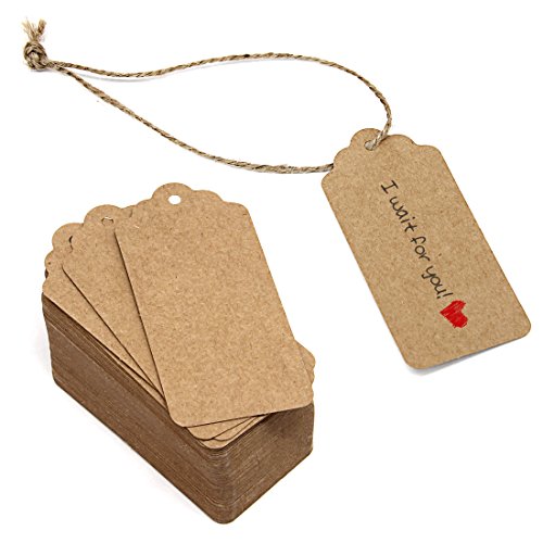 Snapklik.com : 300 Feet Natural Jute Twine And 100PCS Brown Rectangle ...