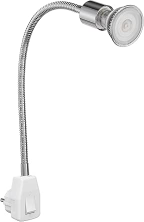 ledscom.de Stopcontactlamp LESCH Leeslamp Zwanenhals schakelaar chroom ...