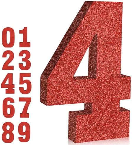 Amazon.com: TONIFUL 8 Inch Red Glitter Number 4 Table Centerpiece 0-9 ...