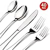 Amazon.com: Acnusik Stainless Steel Flatware Service for 8, Utensils ...