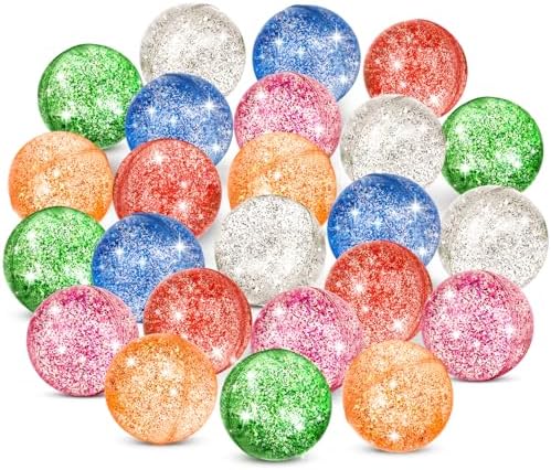 Amazon.com: Hxezoc 24 Pcs Glitter Bouncy Balls for Kids, 32mm 6 Colors ...