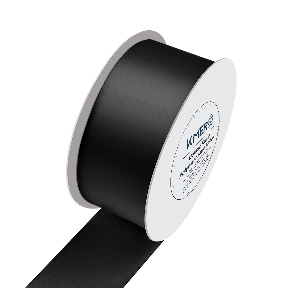 Amazon.com: Solid Color Double Faced Black Satin Ribbon 1-1/2" X 25 ...