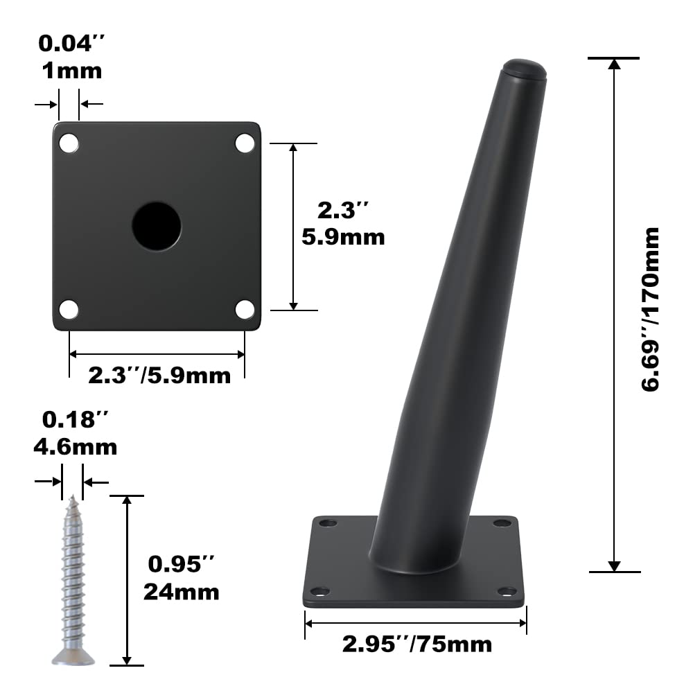 Snapklik.com : FIVEPEARS 4 PCS 7 Inch Heavy Duty Matte Black Metal ...