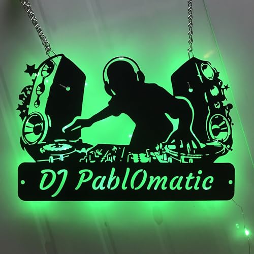 Amazon.com: TIZE Metal Sign Custom Name DJ Metal Wall Art with LED ...