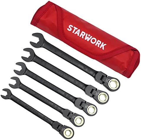 STARWORK TRUE MECHANIC™ 5Pc. 120T SAE&Metric Flexible Ratcheting Wrench Set, Professional, With ...