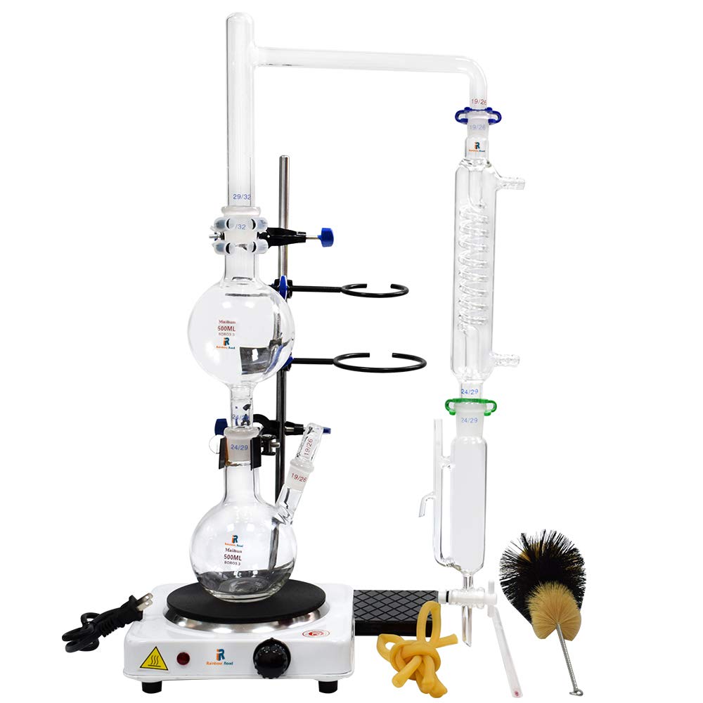 Buy 500ml Essential Oil Distillation Apparatus Lab Glassware Kits Steam ...